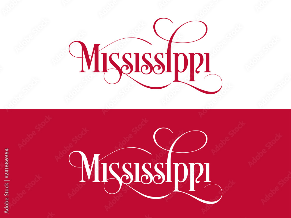 Typography of The USA Mississippi States Handwritten Illustration on ...