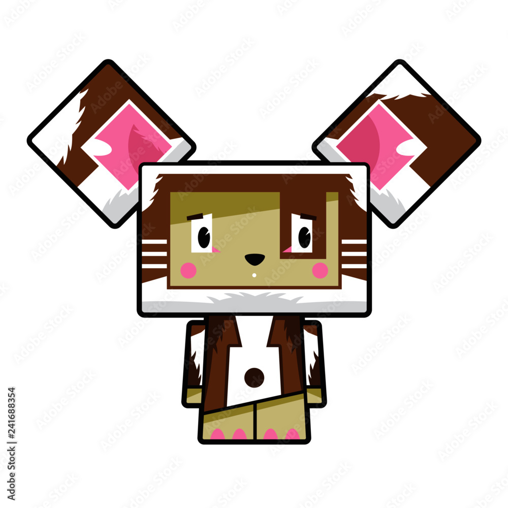 Cute Cartoon Block Dog Character Stock Vector | Adobe Stock