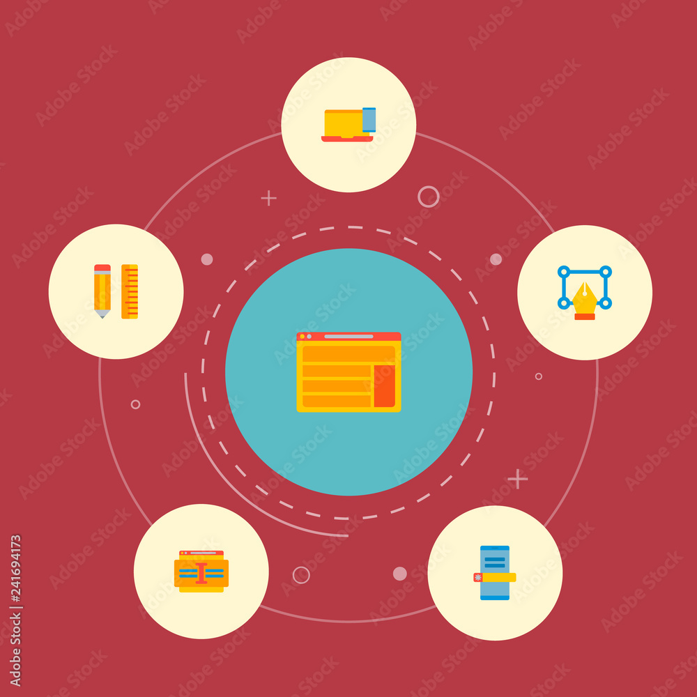 Set of development icons flat style symbols with responsive design ...