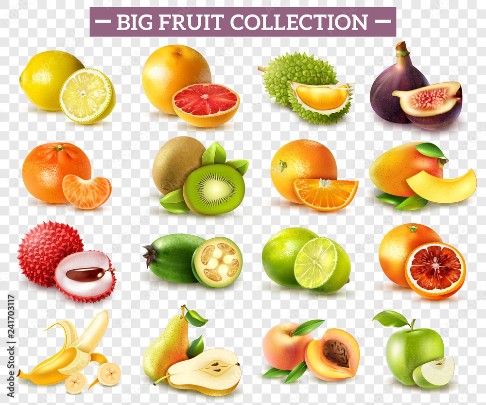 Realistic Fruit Set Stock Vector | Adobe Stock