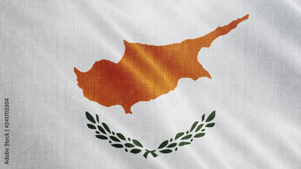 Cyprus flag is waving 3D animation. Symbol of Cyprus national on fabric ...