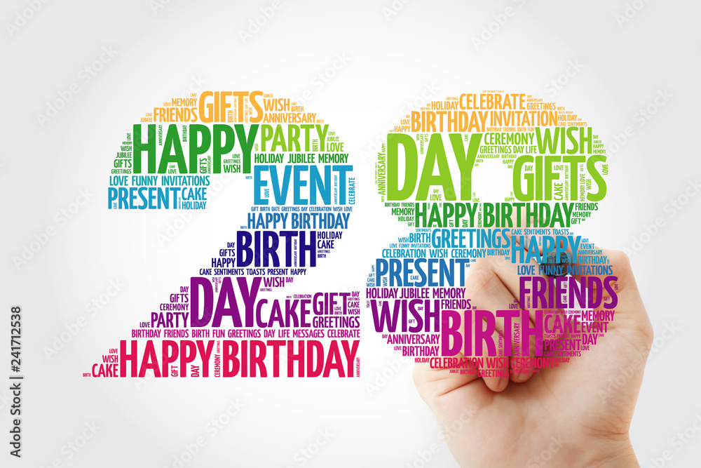 Happy 28th birthday word cloud collage concept with marker Stock Photo ...
