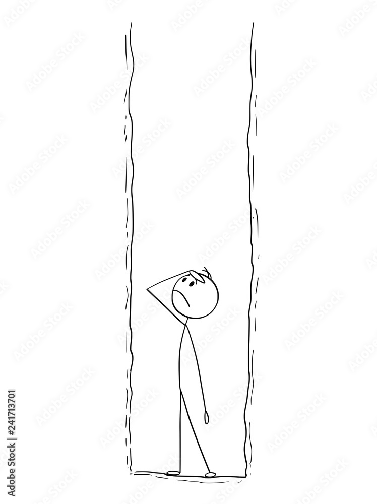 Cartoon stick drawing conceptual illustration of man or businessman ...
