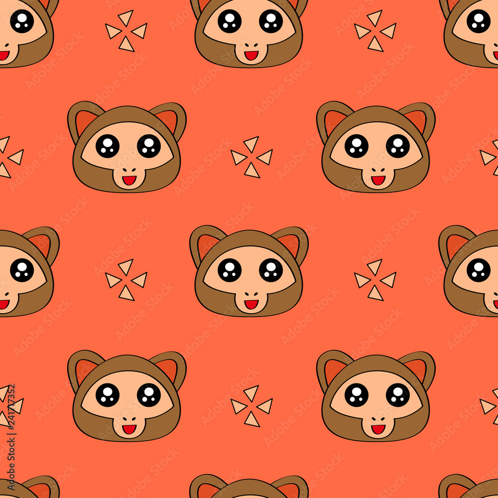 Cute kids monkey pattern for girls and boys. Colorful monkey, stars on ...