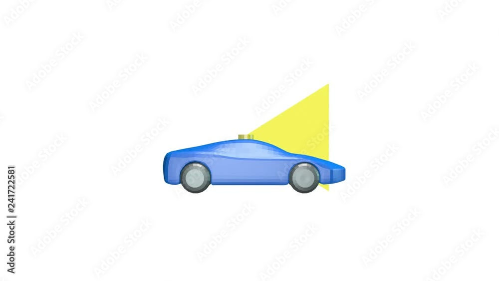 Autonomous wireframe self driving car with lidar scan signal. 3d ...