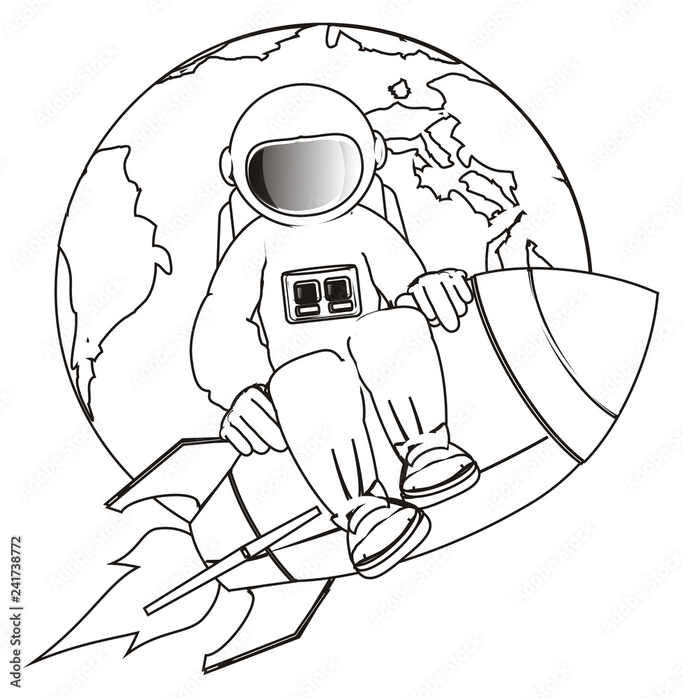 Rocket Ship Drawing In Space