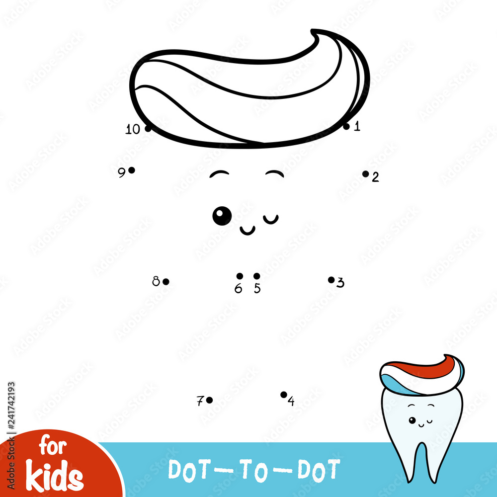 Numbers game, dot to dot game for children, Happy tooth and Toothpaste ...