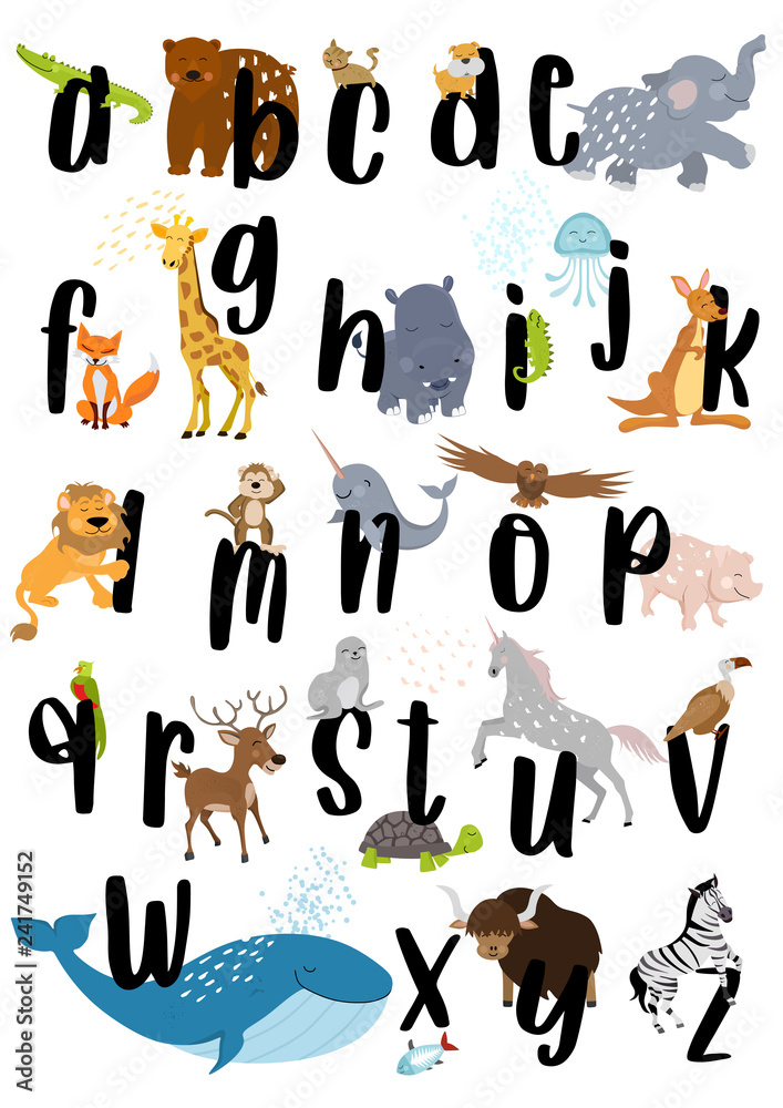 Animal alphabet poster Stock Vector | Adobe Stock