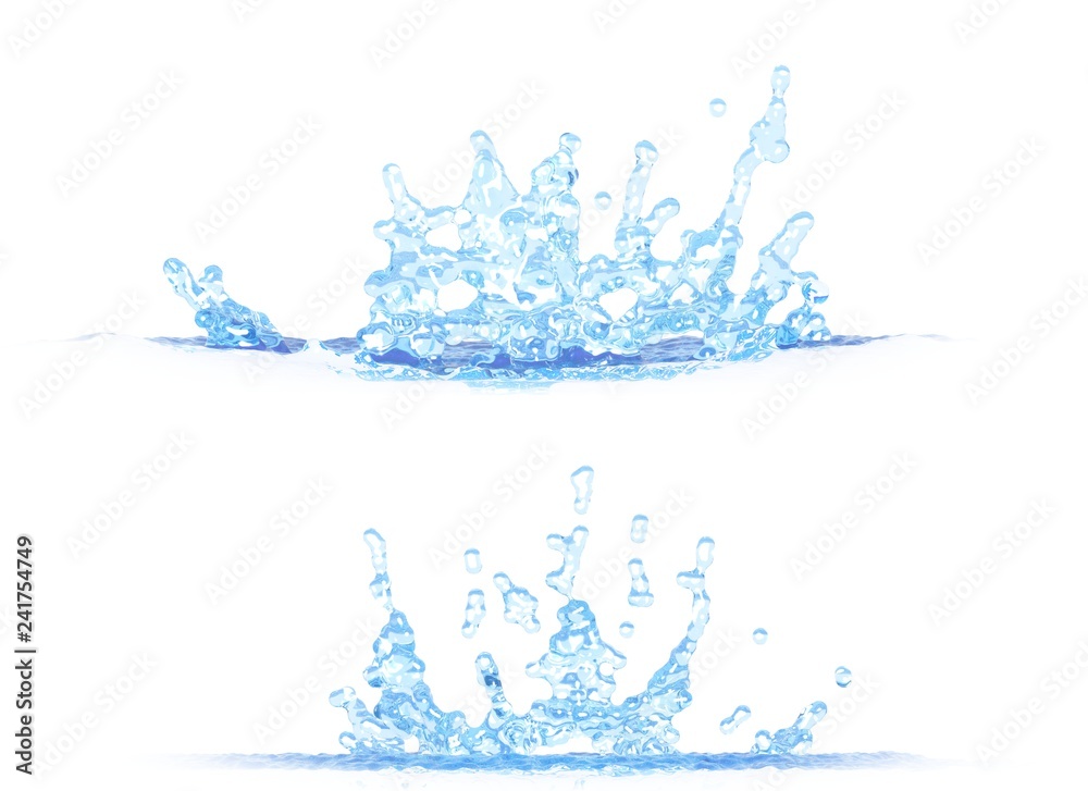 3D illustration of 2 side views of pretty water splash - mockup ...