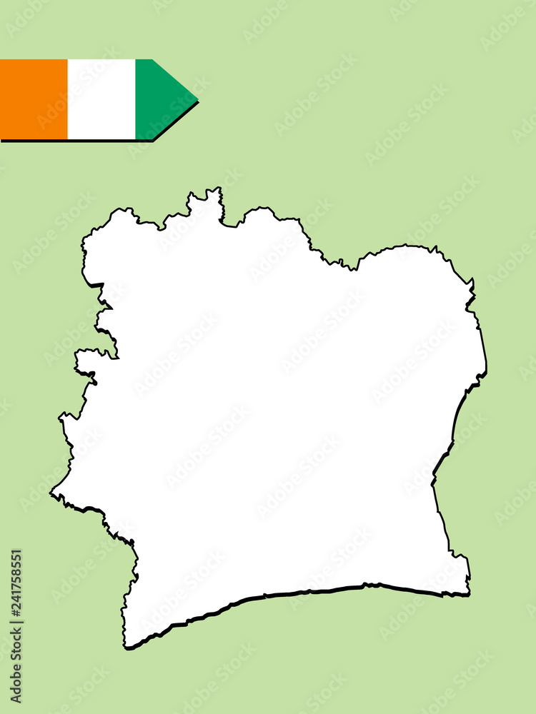 Ivory coast map with national flag Stock Vector | Adobe Stock