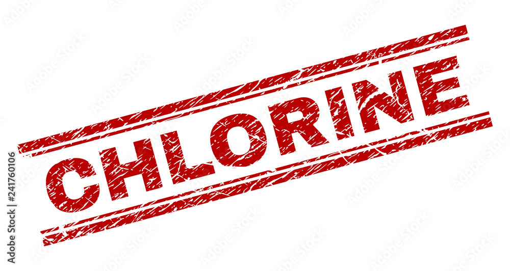 CHLORINE seal print with distress texture. Red vector rubber print of ...