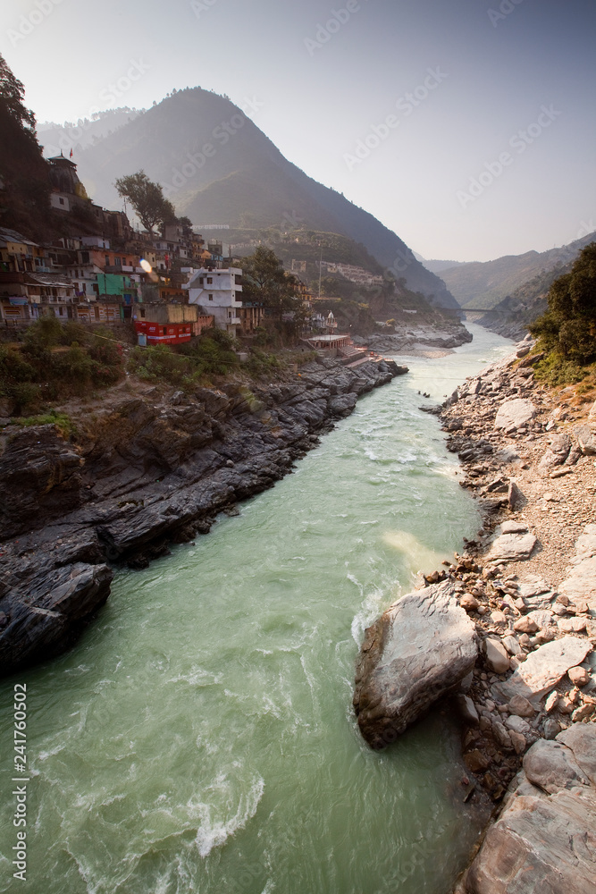 Devprayag, India: The Bhagirathi River which becomes the Ganges River ...