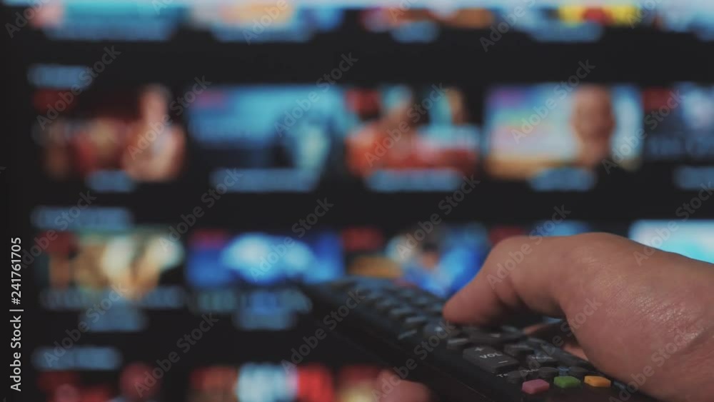 smart tv. online video streaming service. with apps and hand. Male hand ...
