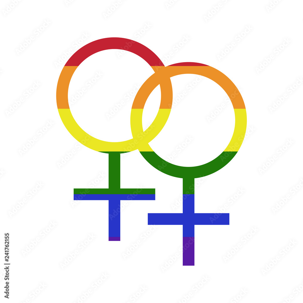 Rainbow Interlocking Female Symbols - Colorful rainbow interlocking ...