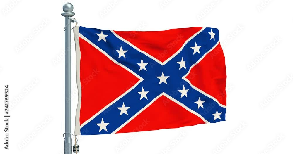 Flag of the Confederate States of America waving on white background ...