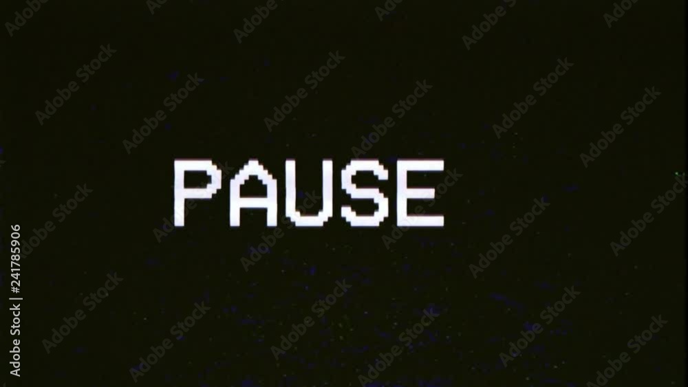 A capture of a VCR playing and pausing a VHS blank tape: the big text ...