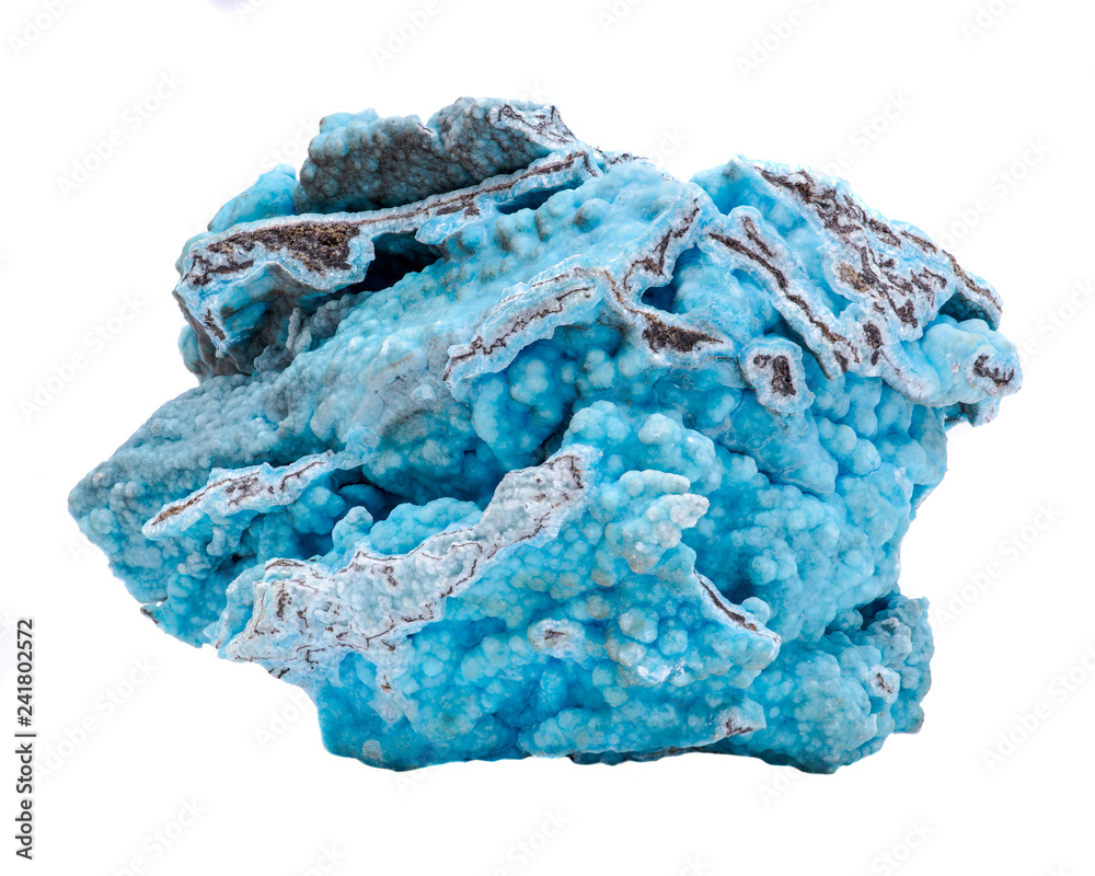 Bright blue rough hemimorphite from Wenshan, Yuunan Province, China ...