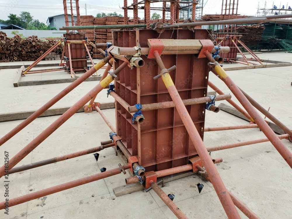 Assembling formworks for reinforcement concrete column in large ...