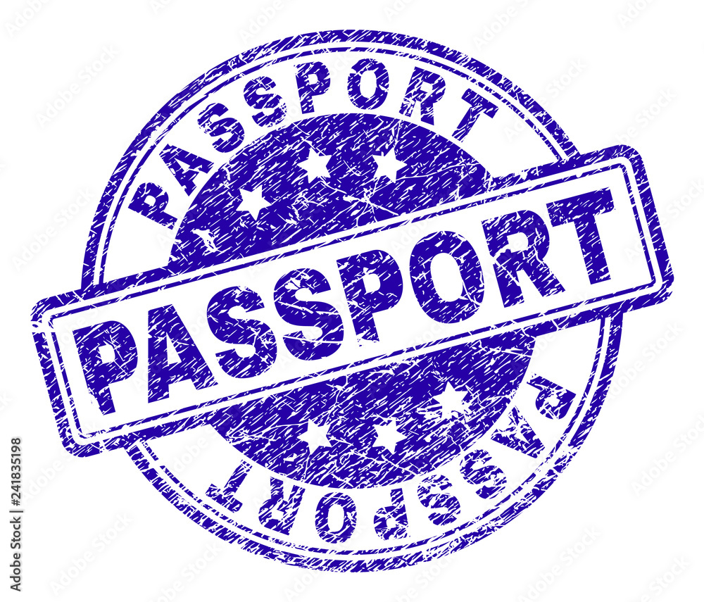 PASSPORT stamp seal watermark with grunge texture. Designed with ...
