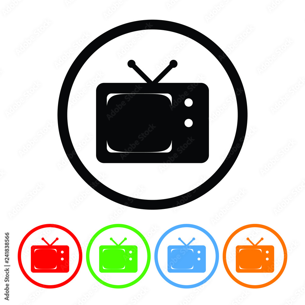 Retro television icon vector classic old fashioned tv symbol t.v. sign ...