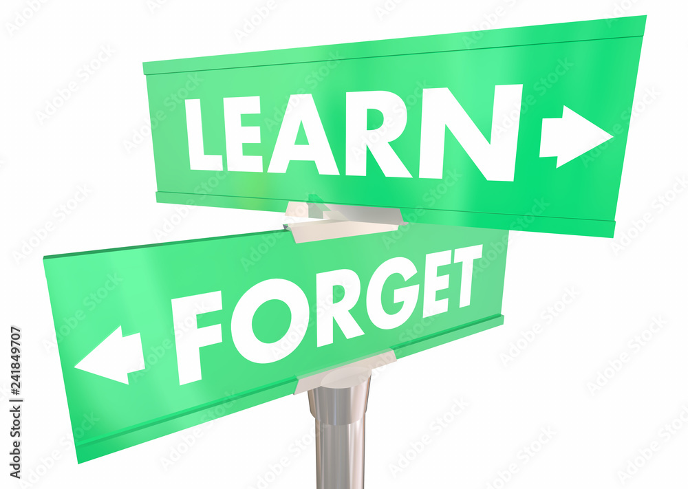 Poster Learn Vs Forget Education Two 2 Way Street Signs 3d Illustration ...