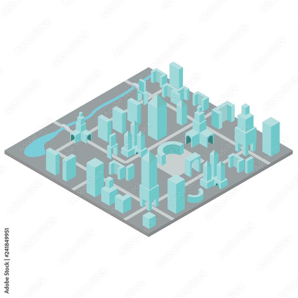 Isometric town constructor set for creating your city map. Simple ...