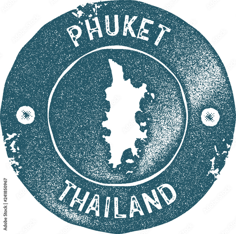 Phuket map vintage stamp. Retro style handmade label, badge or element ...