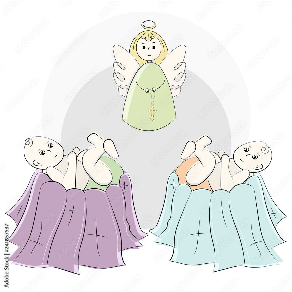 Baptism of the child in the church, christening. Vector set of isolated ...