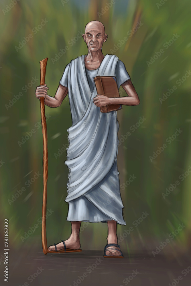 Concept art fantasy digital painting or illustration of old man or ...