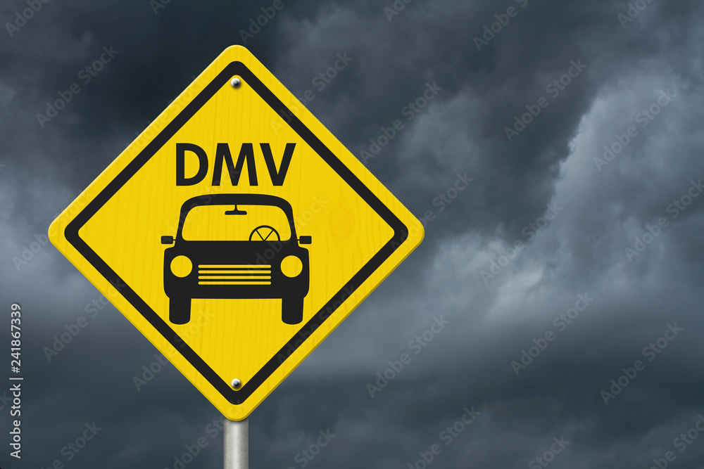 Visit to the DMV Highway Warning Sign Stock Photo | Adobe Stock