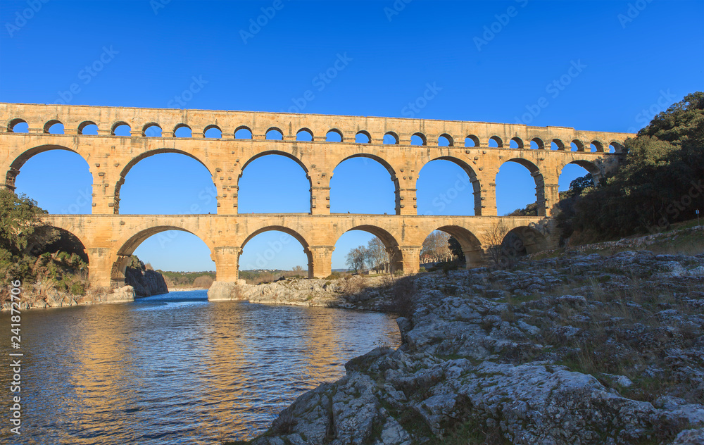 famous roman bridge in the south of france Stock Photo | Adobe Stock