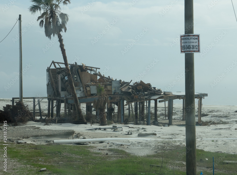 Destroyed Beach House on Gulf Coast in the Aftermath of Hurricane ...