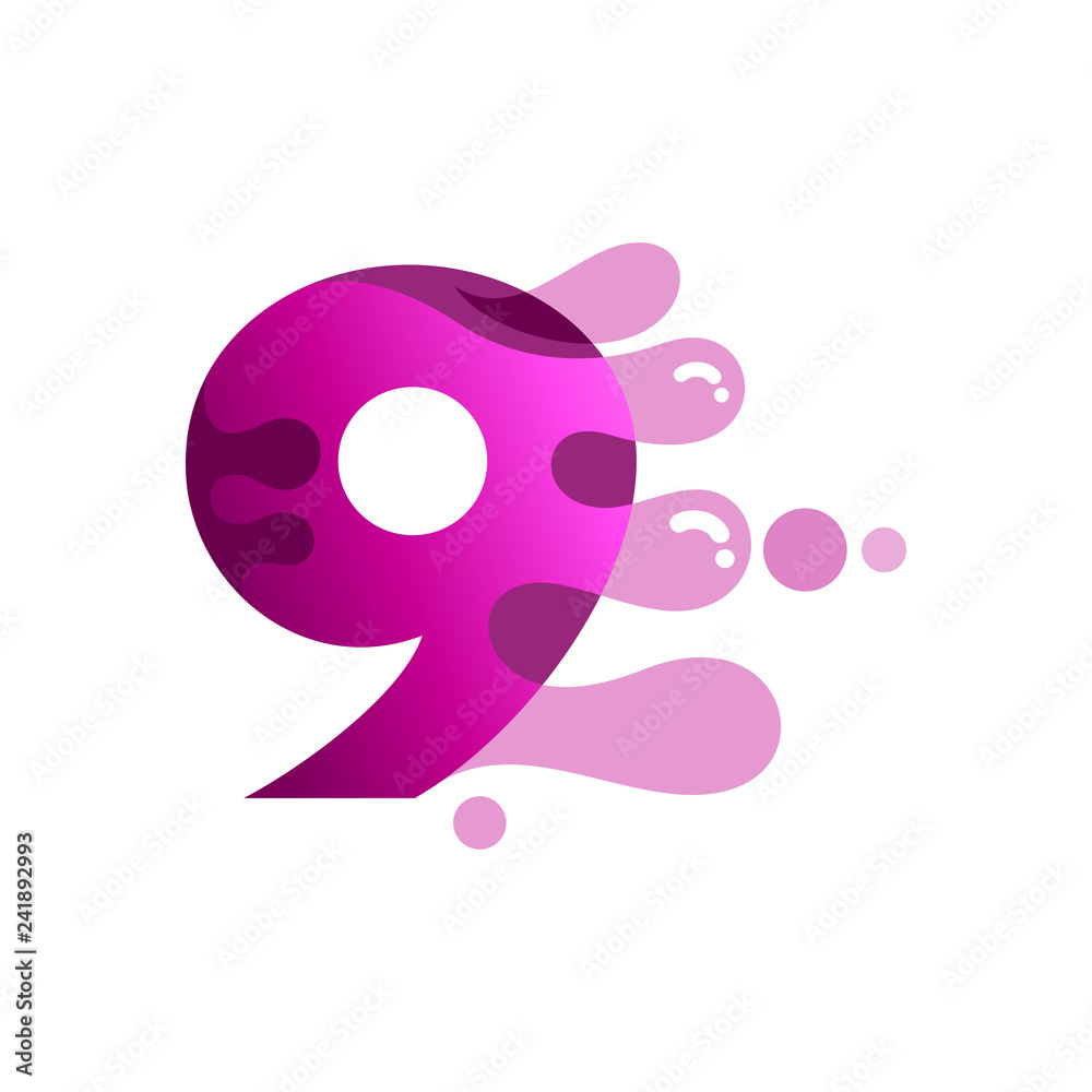number nine logo vector with water bubble Stock Vector | Adobe Stock