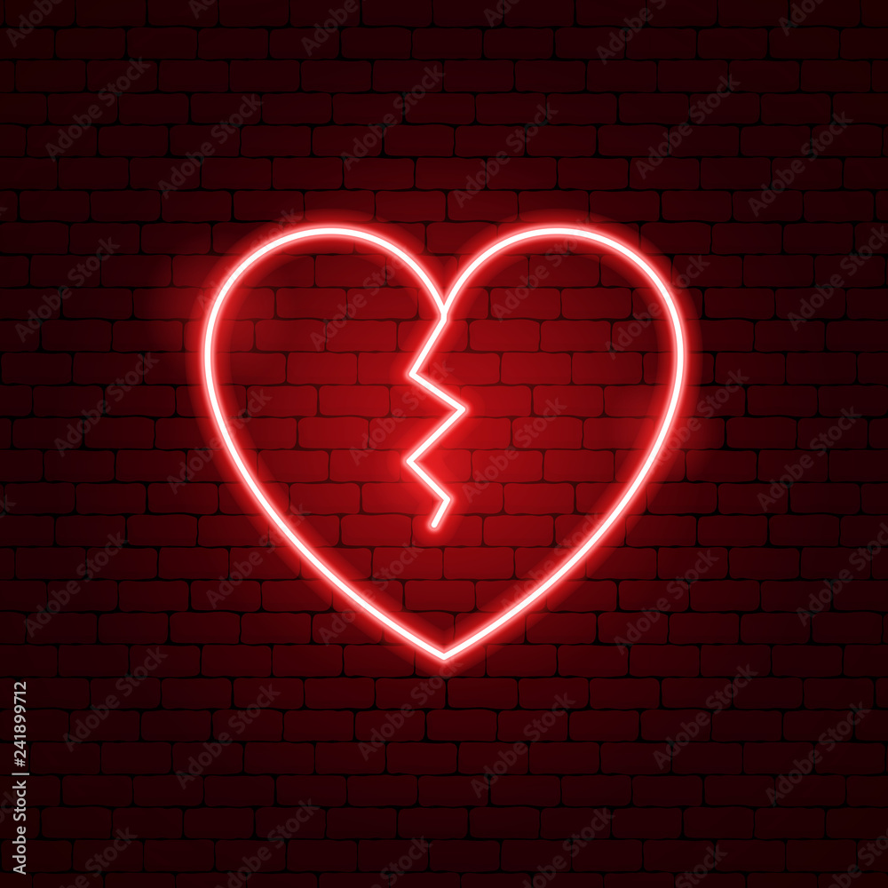 Broken Heart Neon Sign Stock Vector | Adobe Stock