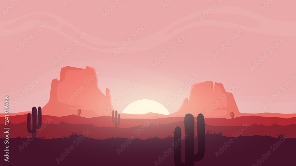 Seamless desert landscape. Beautiful high quality unending background ...
