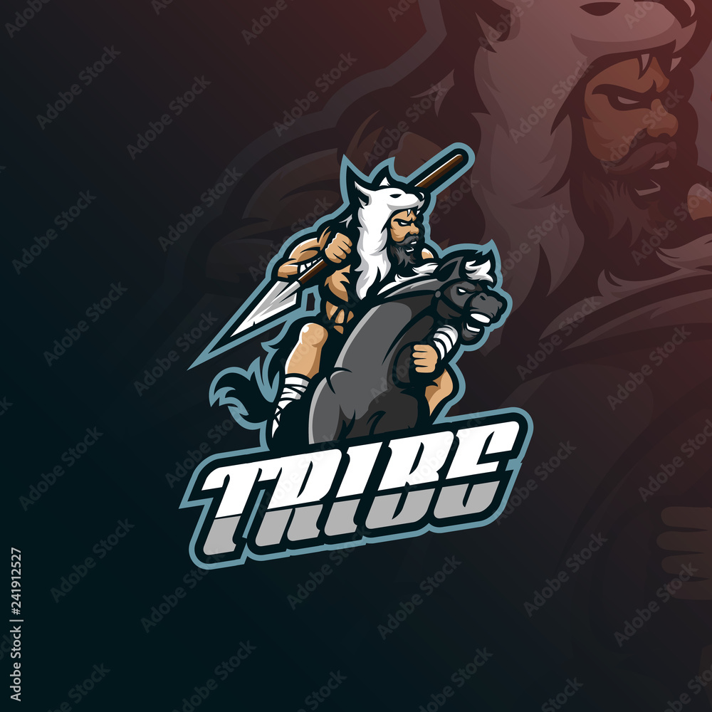 tribe mascot logo design vector with modern illustration concept style ...
