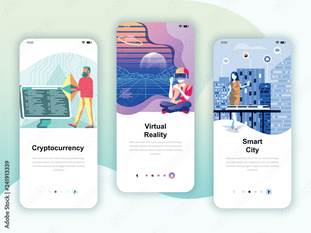 Set of onboarding screens user interface kit for Cryptocurrency, Smart ...