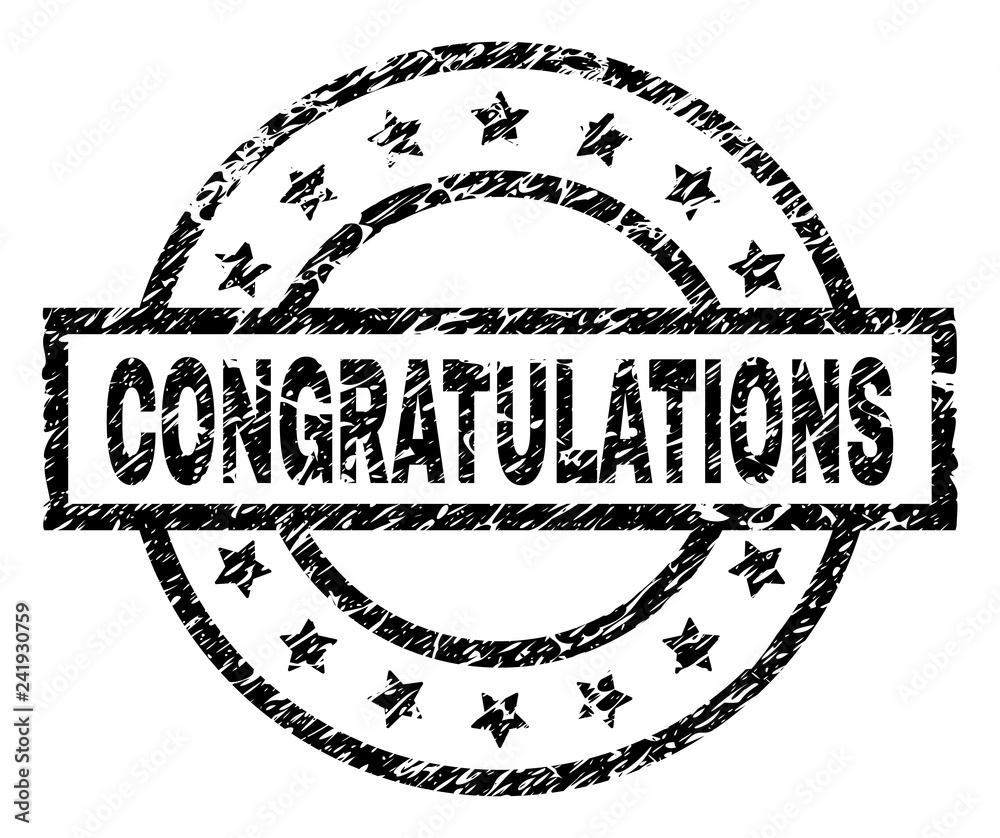 CONGRATULATIONS stamp seal watermark with distress style. Designed with ...