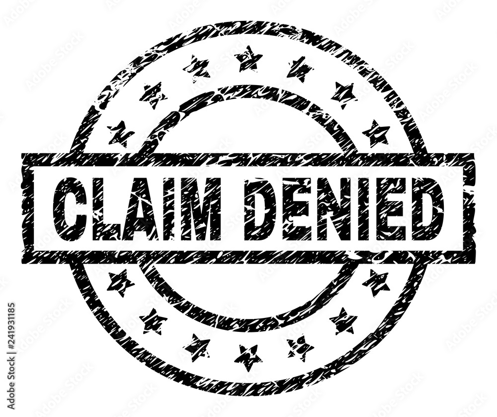CLAIM DENIED stamp seal watermark with distress style. Designed with ...
