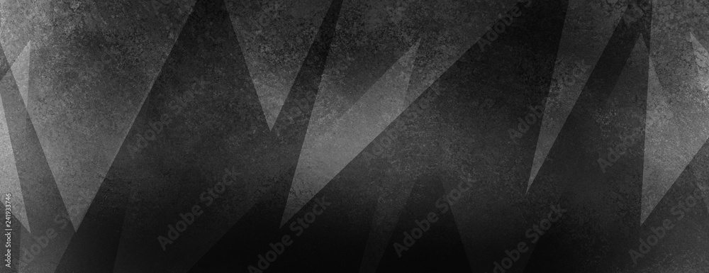 abstract black background with textured white triangle layers on border ...