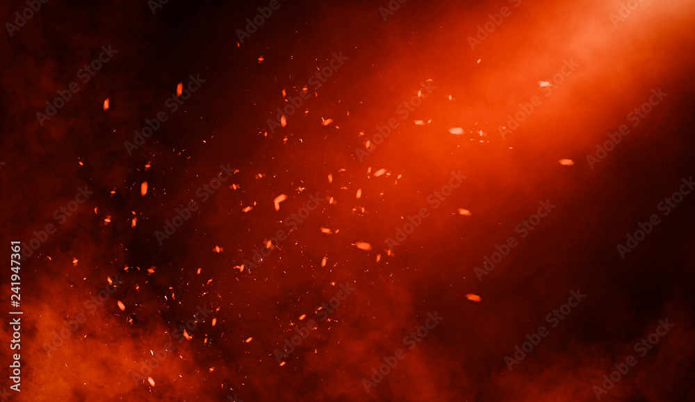 Perfect fire particles embers . Light with fog - texture. Stock ...