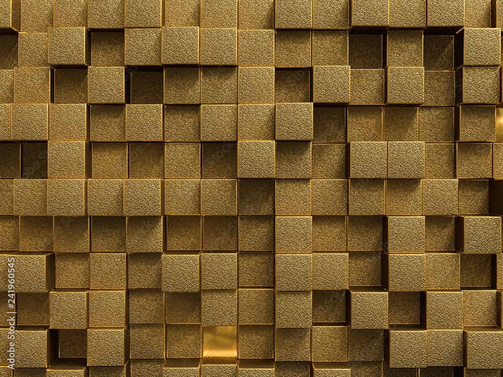 Gold geometric cubic pattern, golden rough texture metallic background ...
