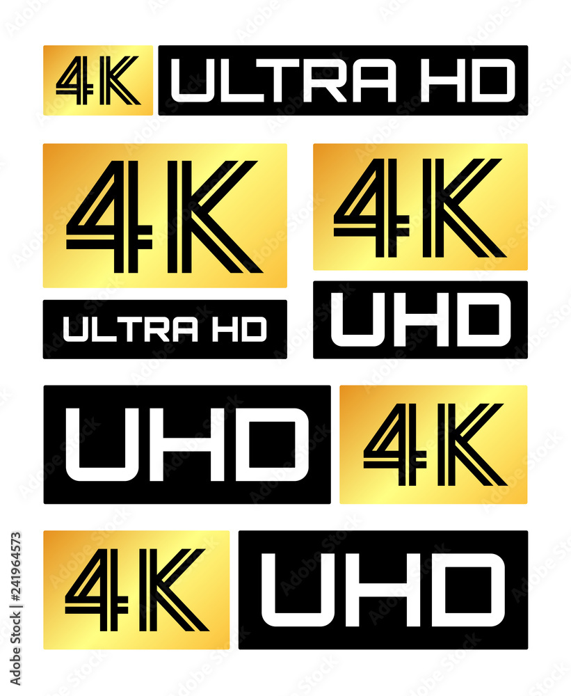 4K Ultra HD Label Set Stock Vector | Adobe Stock
