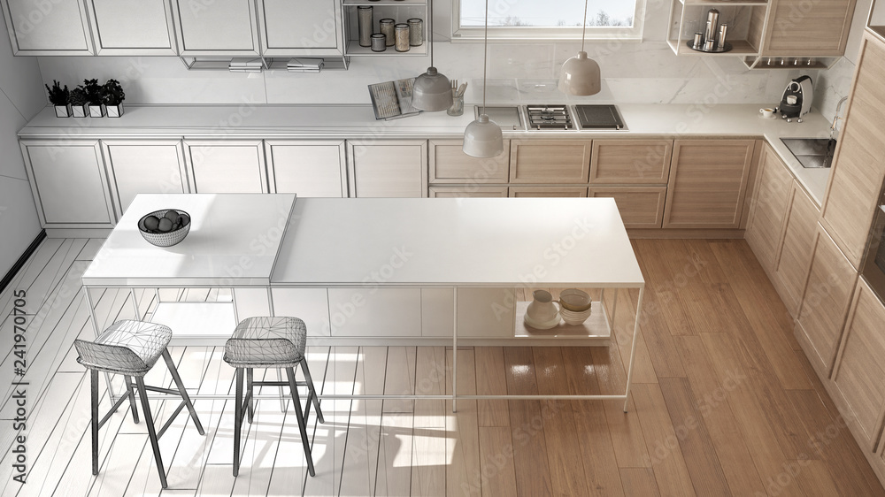 Architect interior designer concept: unfinished project that becomes ...