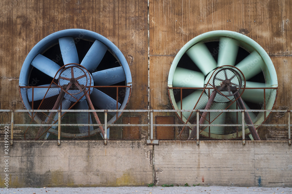 cooling fans in the wall of a industrial facility ภาพถ่ายสต็อก | Adobe ...