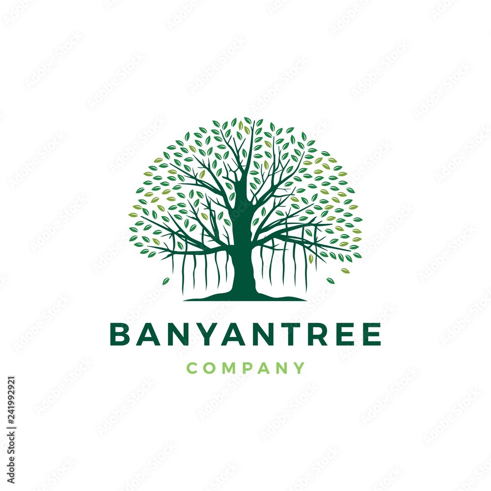 banyan tree logo vector icon illustration Stock Vector | Adobe Stock