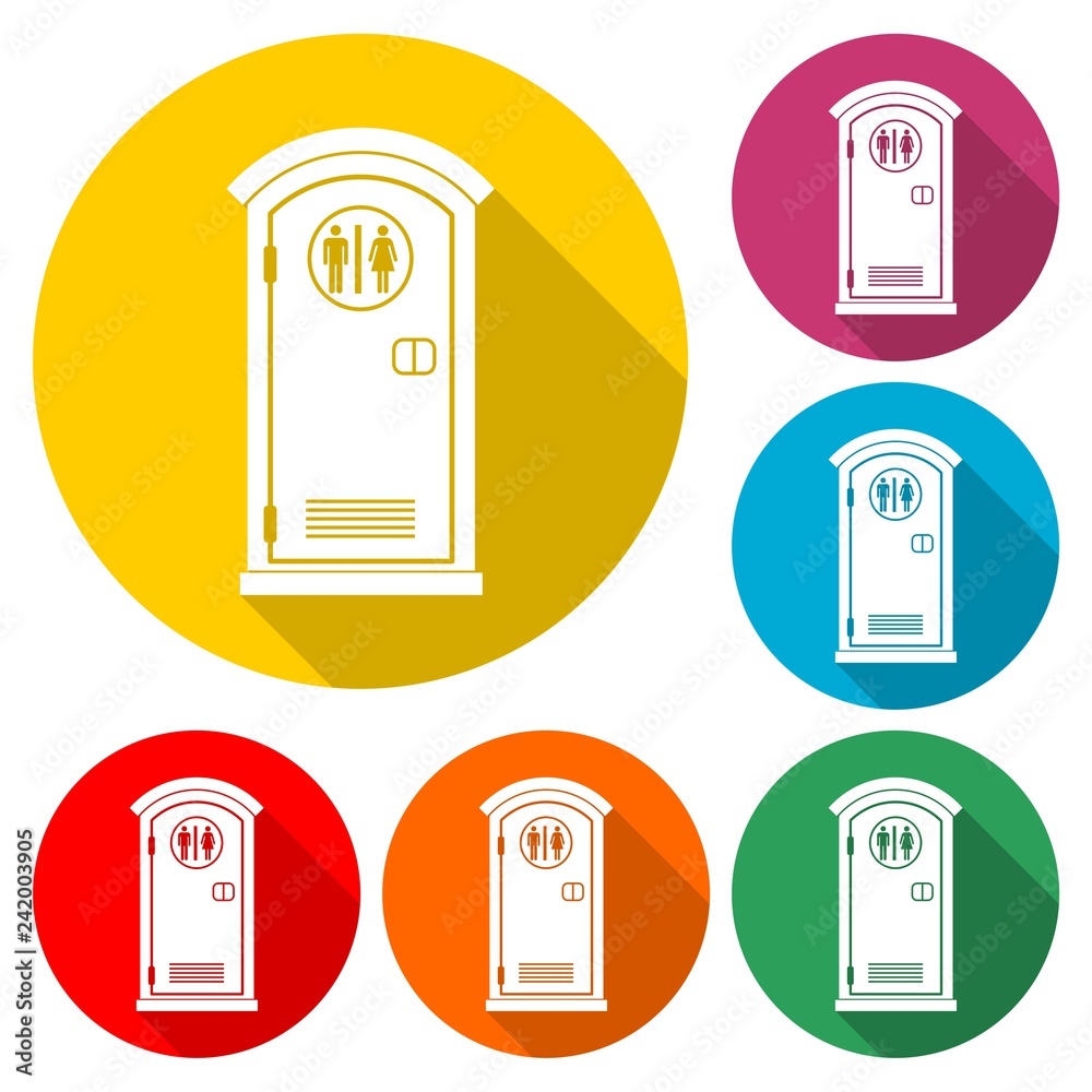 Portable toilet icon or logo, eco toilet concept with long shadow Stock ...