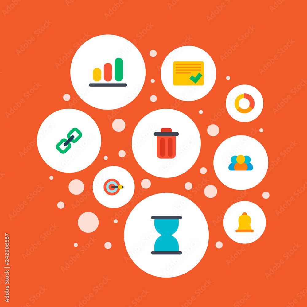 Set of task manager icons flat style symbols with hourglass, completed ...