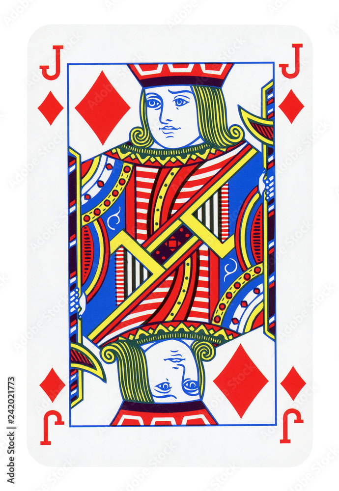 Jack of Diamonds playing card isolated on white (clipping path included ...