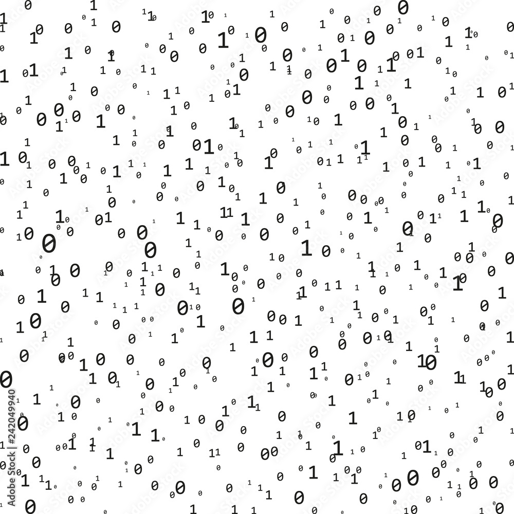 binary code zero one matrix white background. banner, pattern ...